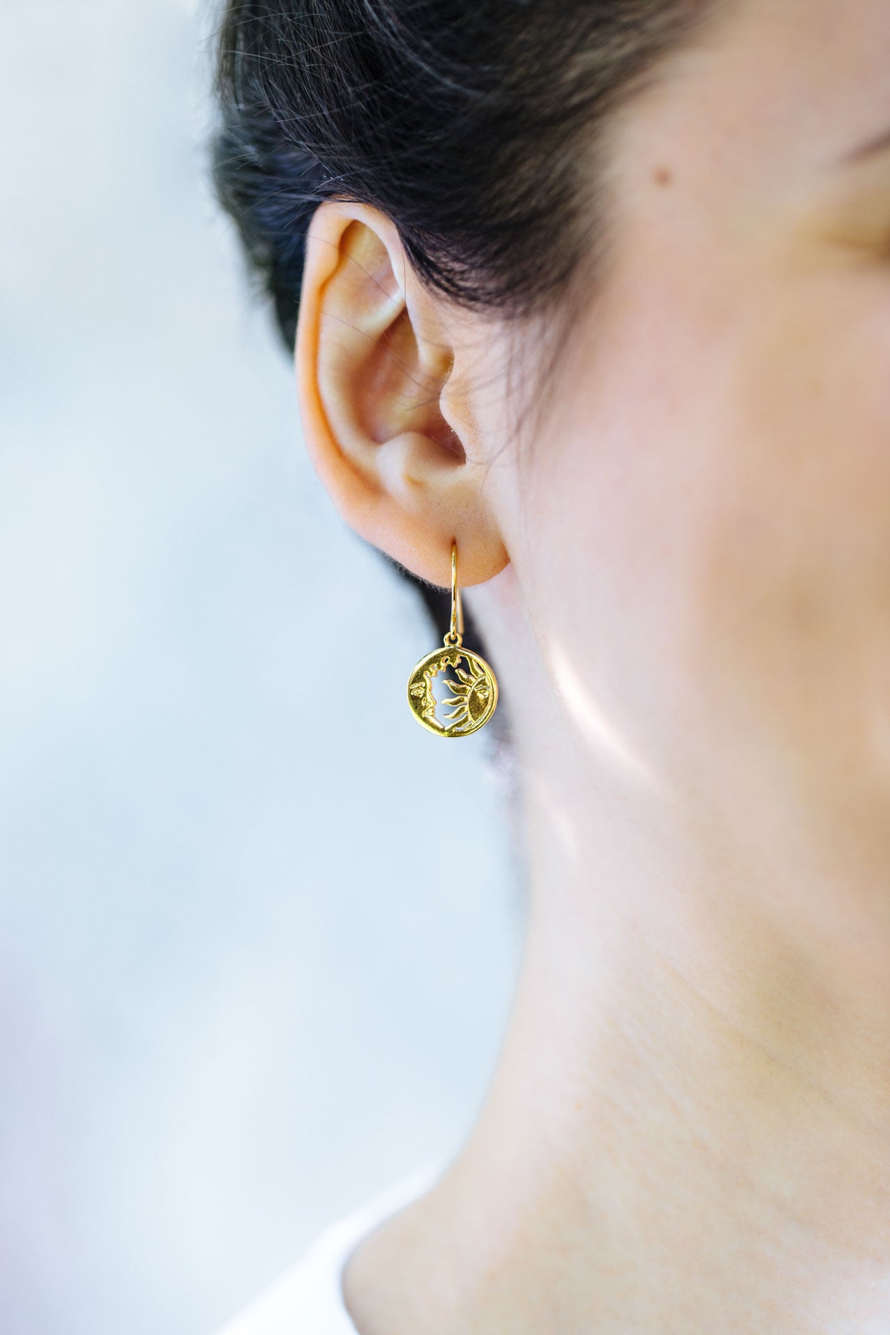 Ohrringe vergoldet Sonne und Mond - Schmuck kaufen | CATALEA